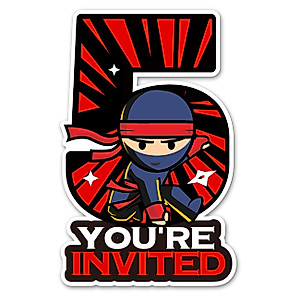20 Ninja 5th Birthday Party Invitations with Envelopes Double Sided Ninja Shaped Fill-in Invitations Invites for 5 Year Old