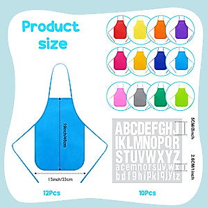 Sintege 12 Colors Artists Fabric Aprons with Iron on Vinyl Letters Disposable Paint Aprons Bulk Artist Fabric Apron Art Smock for Kitchen Classroom Party Crafts Activity(12 Pcs)