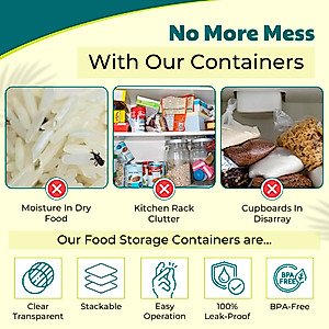 NextG Ideaz Airtight Food Storage Containers, 7-Piece Set, BPA-Free, Stackable, Transparent Plastic Canisters with White Interchangeable Lid for Kitchen Pantry