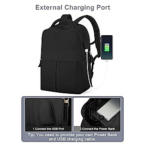 wepadre Black Travel Laptop Backpack For Women Men Sports Gym Backpack With Laptop Compartment College Backpacks For Women Waterproof Aesthetic Carry On Backpack For Traveling On Airplane