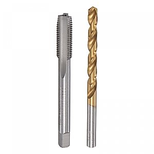 uxcell M8 x 1 Straight Flute Thread Tap and 7.0mm Twist Drill Bit Set, Metric Titanium Plated 6542 High Speed Steel Machine Screw Thread Tap Threading Drilling Tool