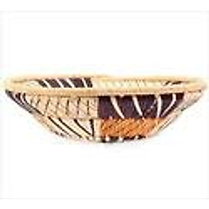Fair Trade Uganda African Bukedo & Raffia Bowl #UR3110, 9.5-10.5" Across