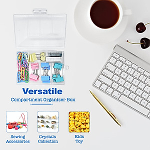 TeTeBak Plastic Organizer Box with Dividers - 2 PCS Small Plastic Container with Compartments, 6 Compartment Storage Box, Plastic Travel Organizer Box, Craft Storage Box, Jewlwey Organizer Container