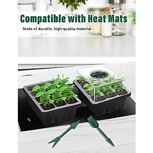 14 Packs Seed Starter Tray, 168 Cells Total Tray, Seed Starting Kit with Adjustable Humidity Dome and Base Plant Starter Kit Mini Greenhouse Germination Kit with 2 Garden Tools and 20 Plant Labels
