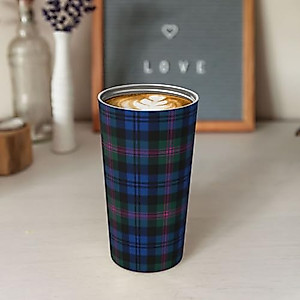 WANGXUEE Blue and Green Scottish Tartan Print 500ml Stainless Steel Travel Tumbler Double Wall Vacuum Insulated Coffee Mug
