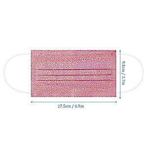 Glitter Disposable Face_Masks for Women,Pretty Sparkly Bronzing for Holiday Party Wedding-Pink White Gold Rainbow 50Pcs (50pc-Pink)