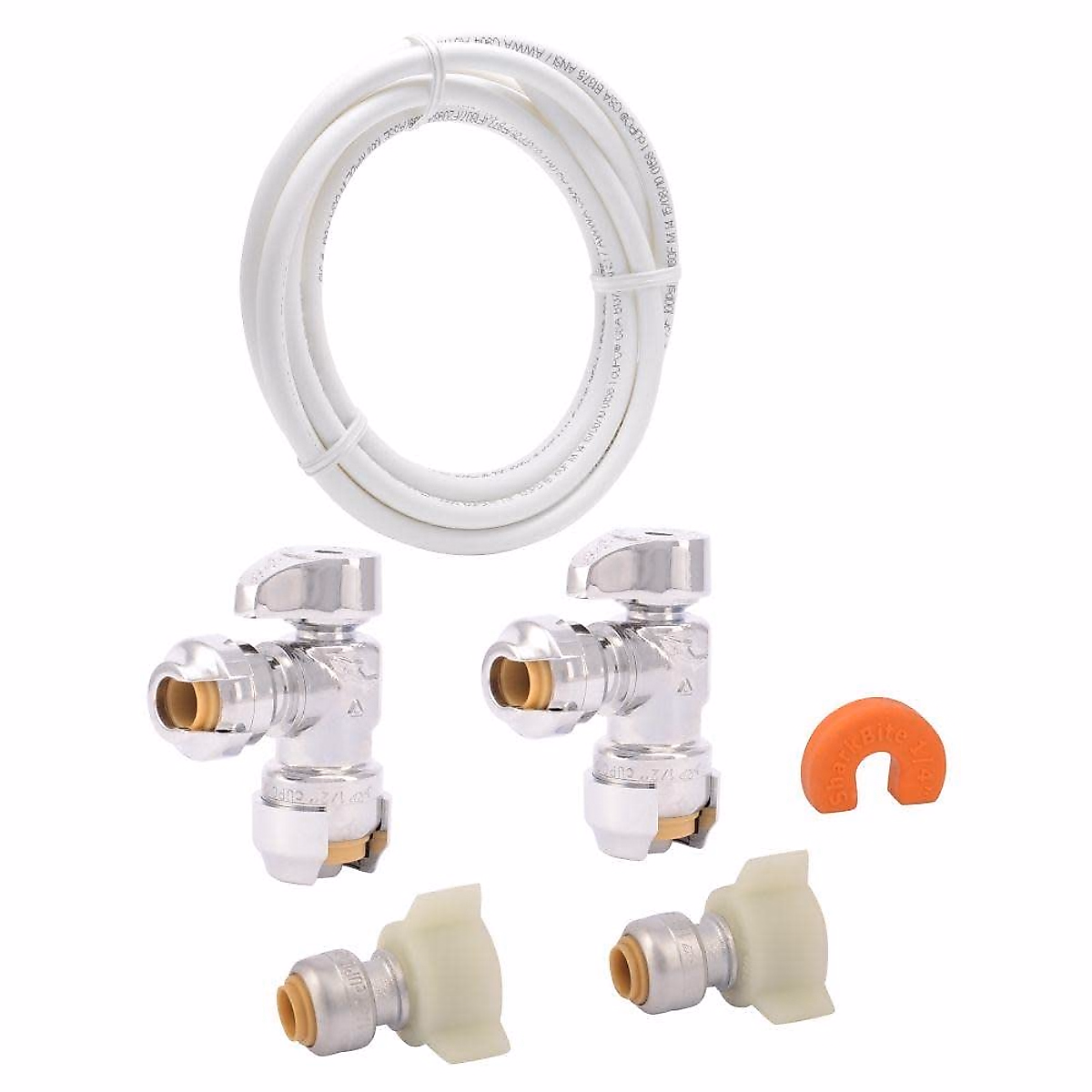SharkBite Faucet Connection Kit with Angle Stops, Push to Connect Brass Plumbing Fittings, PEX Pipe, Copper, CPVC, PE-RT, 25087