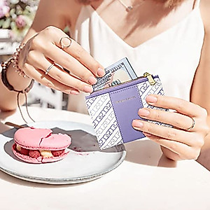 OIDERY Small Card Holder Wallet for Women, Bifold Compact Wallet with ID Window-Womens Wallet with Zipper Purse