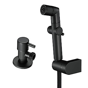 Bidet Sprayer for Toilet, Stainless Steel Handheld Bidet Toilet Sprayer Set with Hose, Easy Install, Perfect for Personal Hygiene,Black (Color : Black with Angle Valve)