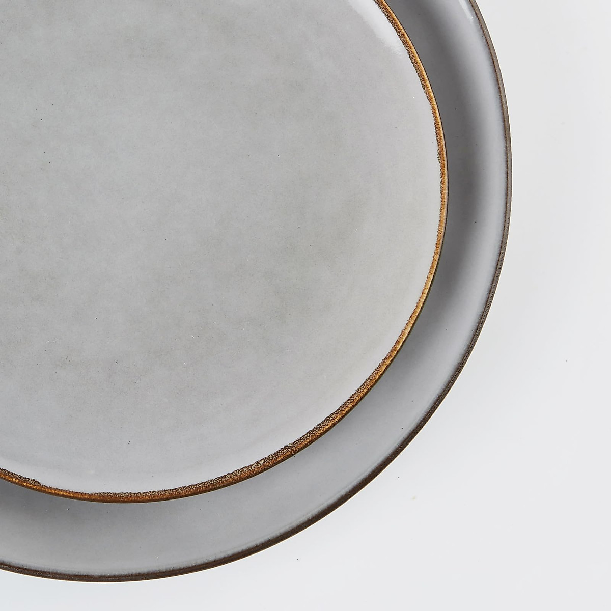 Famiware Dinnerware Sets for 4, Ocean Round 12-Piece Kitchen Plates and Bowls Sets, Reactive Glaze, Microwave and Dishwasher Safe, Scratch Resistant, Grey