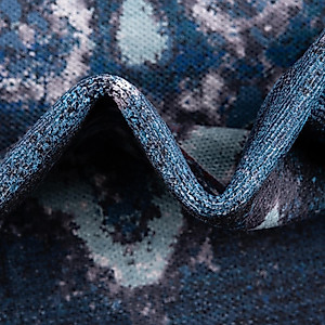 Rugs.com Francesca Collection Washable Rug – 7 Ft Square Navy Blue Flatweave Rug Perfect for Living Rooms, Kitchens, Entryways