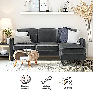 Mr. Kate Winston Reversible Sofa Sectional, Dark Gray Velvet
