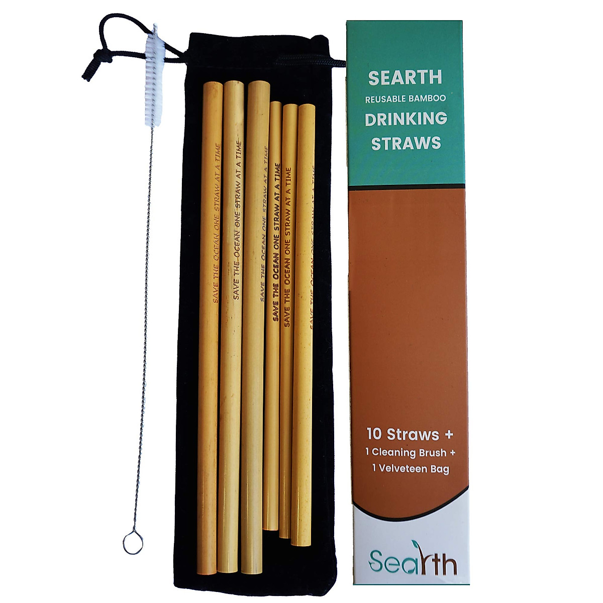 Bamboo Straws Pack of 10 - Reusable Straws With Case - Biodegradable Wooden Straws With Cleaning Brush - Eco Friendly Straws For Drinking - Organic Drinking Straws Best Alternative To Plastic