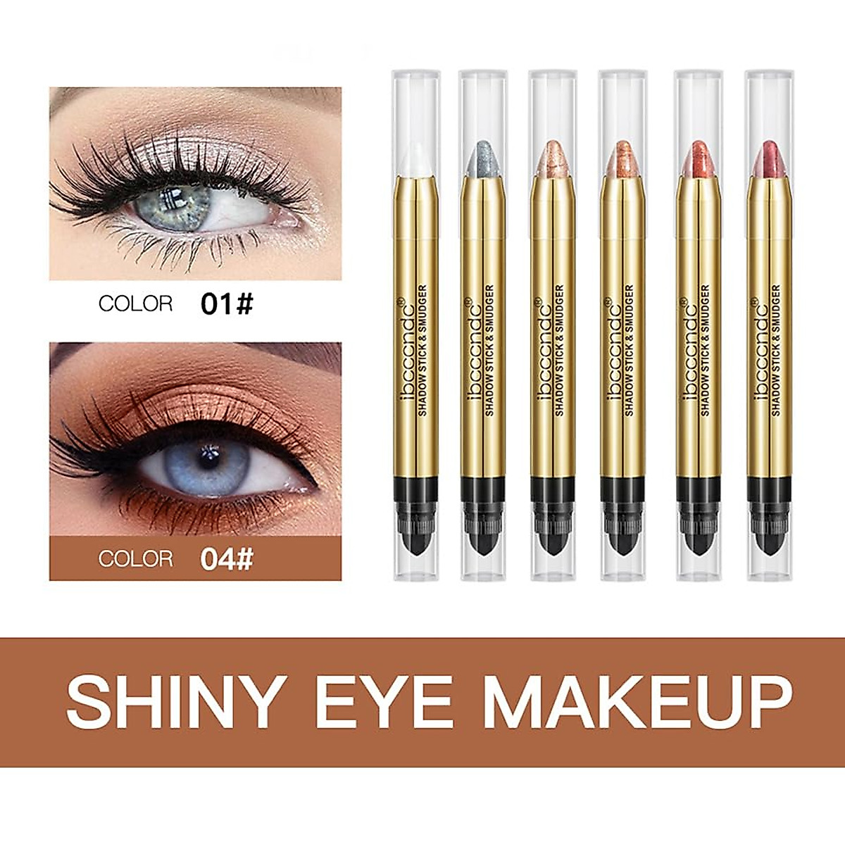 Go Ho White Highlighter Eyeshadow Stick,Cream-to-powder Dual-ended Eyeshadow Pen Eye Shadow Stick,Eye Brightener Highlighter Makeup,Eye Crayon Make up with Sponge Pointed,01