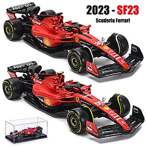 JODIYAAH Bburago 1:24 F1 2023 SF23 16# Charles Leclerc Ferrari Alloy Car Die Cast Car Model Collection Gift (1/24 SF23 16#)