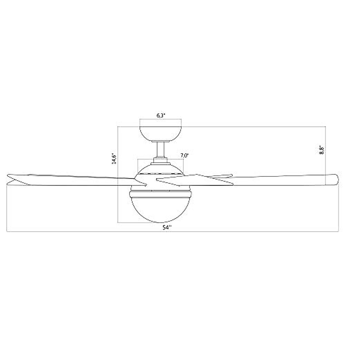 WAC Smart Fans Eclipse Indoor and Outdoor 5-Blade Ceiling Fan 54in Satin Brass Matte Black with 3000K LED Light Kit and Remote Control works with Alexa and iOS or Android App