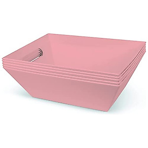 [5pk] 8x10” Pink Gift Baskets Empty | Small Pink Rectangular Baskets with Handles | Gifts, Organizing, Nursery, Snacks, Wine | Valentines, Easter, Christmas | Gift to Impress - Upper Midland