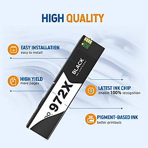 972X Ink Cartridge Compatible Replacement for HP 972X 972 972A Work with PageWide Pro 477dw 577dw 577z 552dw 452dn 452dw 477dn P55250dw Printers (Black & Cyan Magenta Yellow) 4 Pack Combo