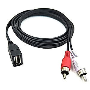 Halokny USB 2.0 A Female to 2 Dual RCA Male Y Splitter Audio Video AV Composite Adapter Cable - 5 Feet(USB F/2RCA M)