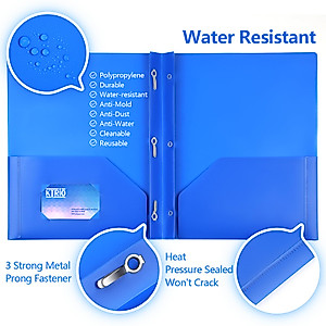 KTRIO File Folders Pocket Folders with Prongs - (5 Pack, Assorted Colors) 2 Pocket 3 Prong Folders with Pockets and Fasteners Letter Size Colored Plastic Folders for School Office Home, Heavy Duty