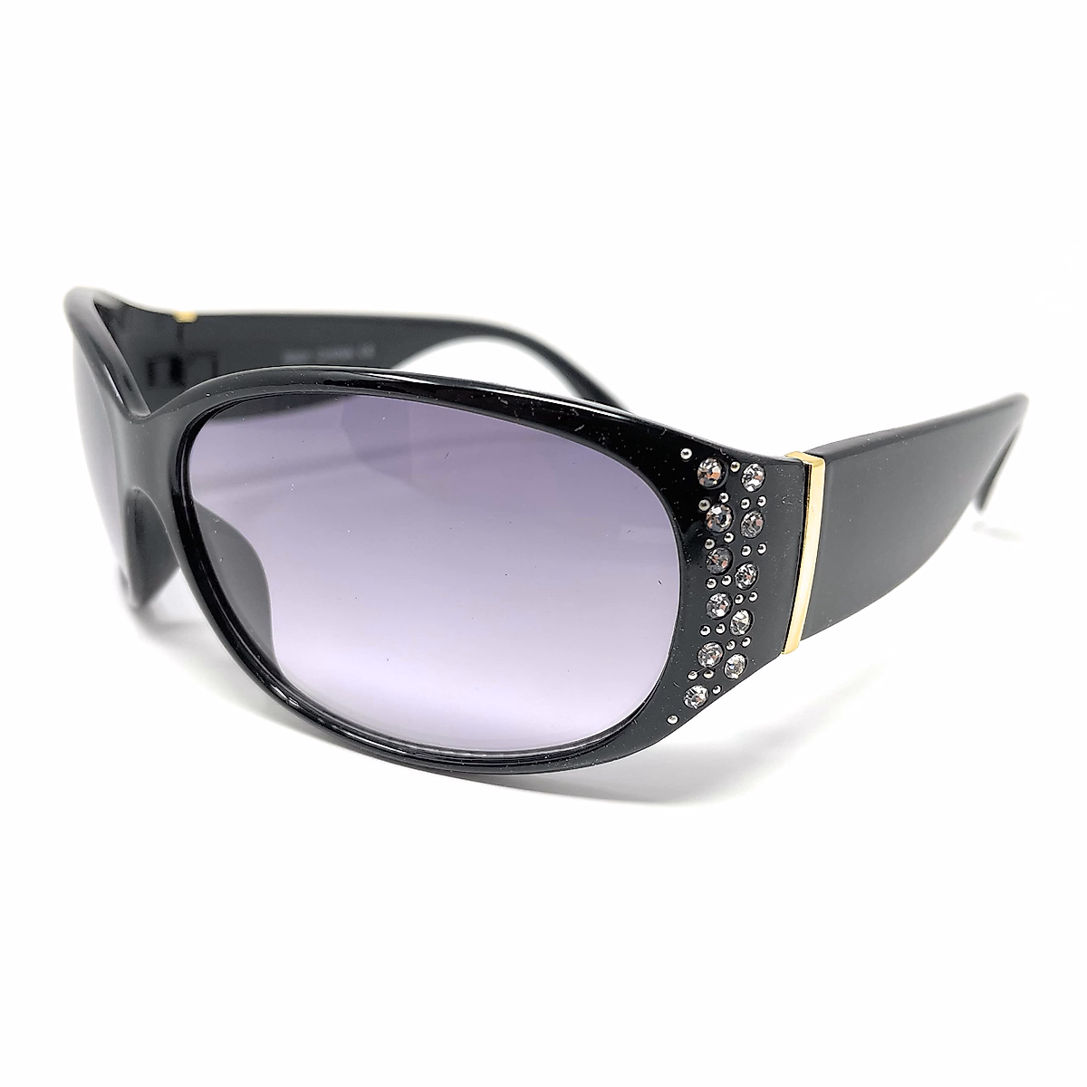 My Shades - Women's Sunglasses Designer Inspired Fashion Rhinestone Style Embellishments Wrap Around (Black, Gradient Smoke)