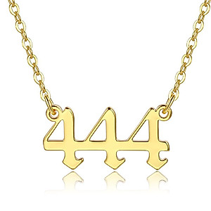 Pingyongchang Angel Number Necklace 222 333 444 888 555 111 777 999 666 Necklace Gold Plated Bling Angel Choker Pendant Necklace for women teen girls 444