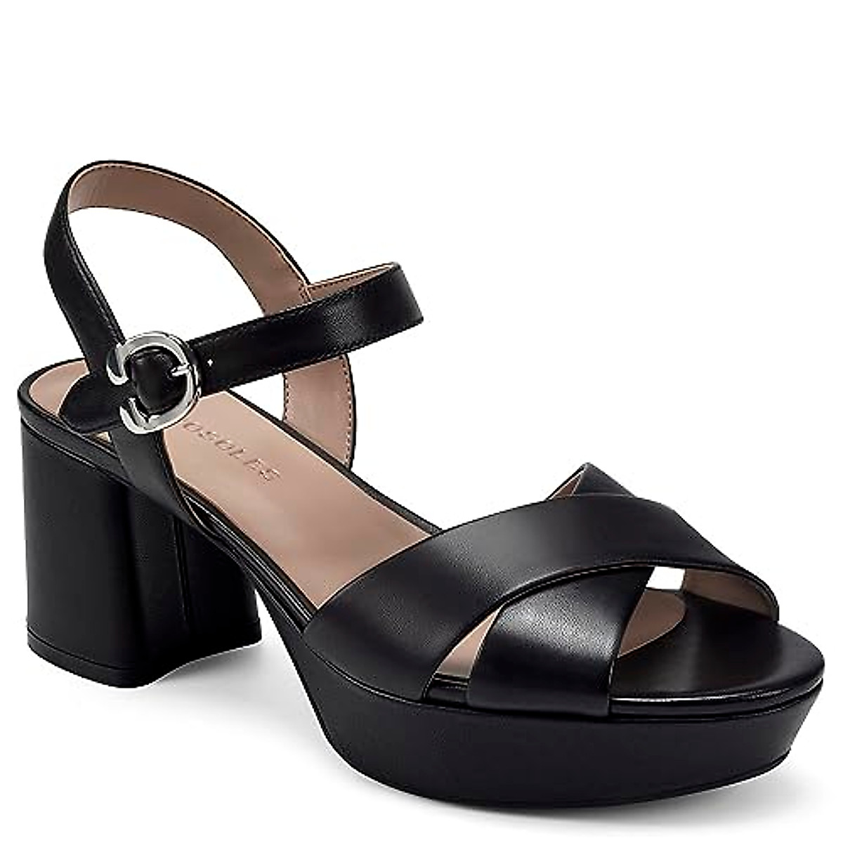 Aerosoles Women's Cosmos Heeled Sandal, Black Leather, 10