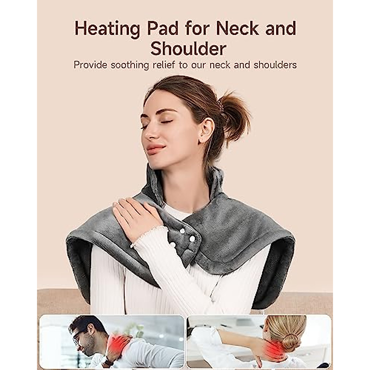 Heating Pad for Neck and Shoulder, Weighted Comfort for Neck Shoulder Pain Relief, 3 Heat Settings, Auto-Off, Gifts for Women, Men, Mom, Dad, Extra-Large 24x17"