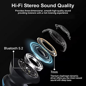 Wireless Earbuds Bluetooth Headphones, Sport Earphones with Mic LED Display, Noise Cancelling Headset with Wireless Charging Case, 24H Playtime,IPX7 Waterproof Touch Control Over-Ear Earbuds-Blue