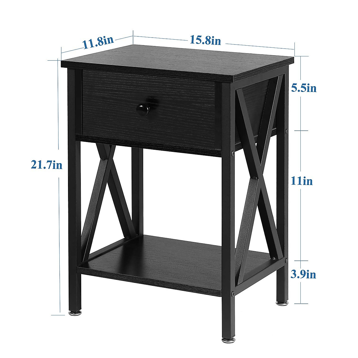 VECELO Modern Side End Table, Nightstand Storage Shelf with Bin Drawer for Bedroom, Lounge