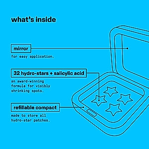 Starface Hydro-Star + Salicylic Acid Pimple Patches and Big Blue Compact, Helps Shrink and Soothe Deeper Spots, Cute Star Shape, Vegan, 32 count