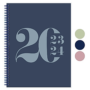 Rileys Planner 2024-2025 18-Month Academic Weekly Planner - Typographic Weekly & Monthly Agenda Planner, Flexible Cover, Notes Pages, Twin-Wire Binding (8 x 11 inch, Pink)