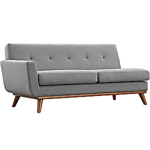 Modway Engage Right Facing Sectional Sofa in Mid-Century Modern Upholstered Fabric Expectation Gray