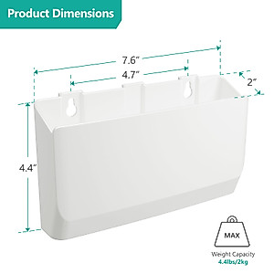 WALI Remote Control Holder Wall Mount 2 Pack, 8 Inch Hole-Free TV Remote Holder Wall Mount No Need to Drill Holes Adhesive Remote Control Wall Holder for 3 or 4 Remote Controls, White (WMH002-W)