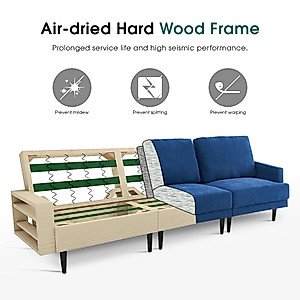 MCombo Convertible Sectional Sofa Couch Modern 3-Seat Couch for Living Room Mid Century Royal Blue Sofa for Bedroom L Shape Couch with Chaise for Bedroom Small Space Apartment 5130