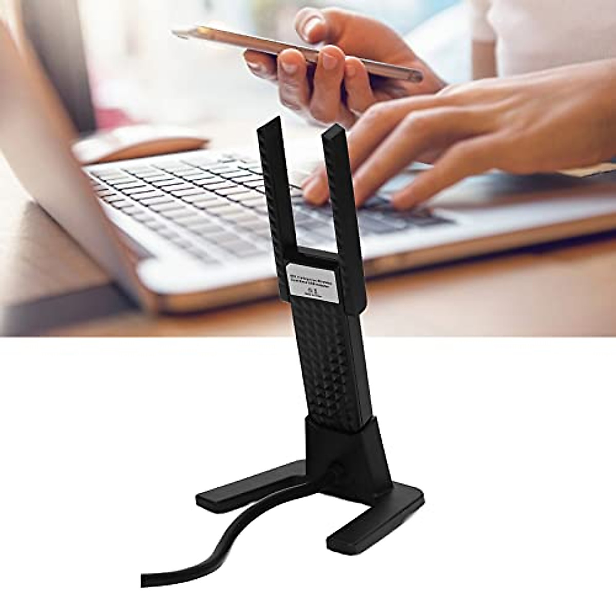 Pomya Wireless Network Card, Dual Band 2.4GHz 5GHz 600Mbps WiFi Adapter, with External Mini Antennas, for Notebook Computer, for Windows, for OS X, for Linux