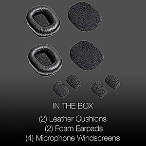 Ear Pad Cushion Kit for Blue Parrott B350-XT Bluetooth Headset, 2 Leather Cushions, 2 Foam Earpads, 4 Microphone Windscreens by Global Teck