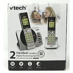 VTech CS6929-2 Cordless Phone with Answering System and Caller ID, Silver/Black with 2 Handsets DECT 6.0 Expandable