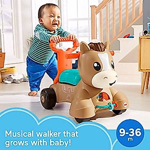 Fisher-Price Baby Walker Learning Toy, Walk Bounce & Ride Pony Ride-On With Music And Lights For Infants And Toddler Play [Amazon Exclusive]