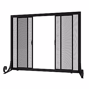 Fire Beauty Fireplace Screen, Wrought Iron Mesh, Baby Safe Spark Guard Protector with 2-Doors Large Flat Guard Screens (37.8 x 30.7 Inch)