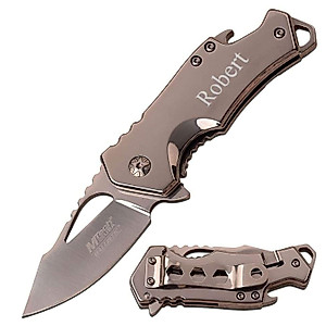 MTech Free Engraving - Stainless Steel Small Pocket Knife with Bottle Opener