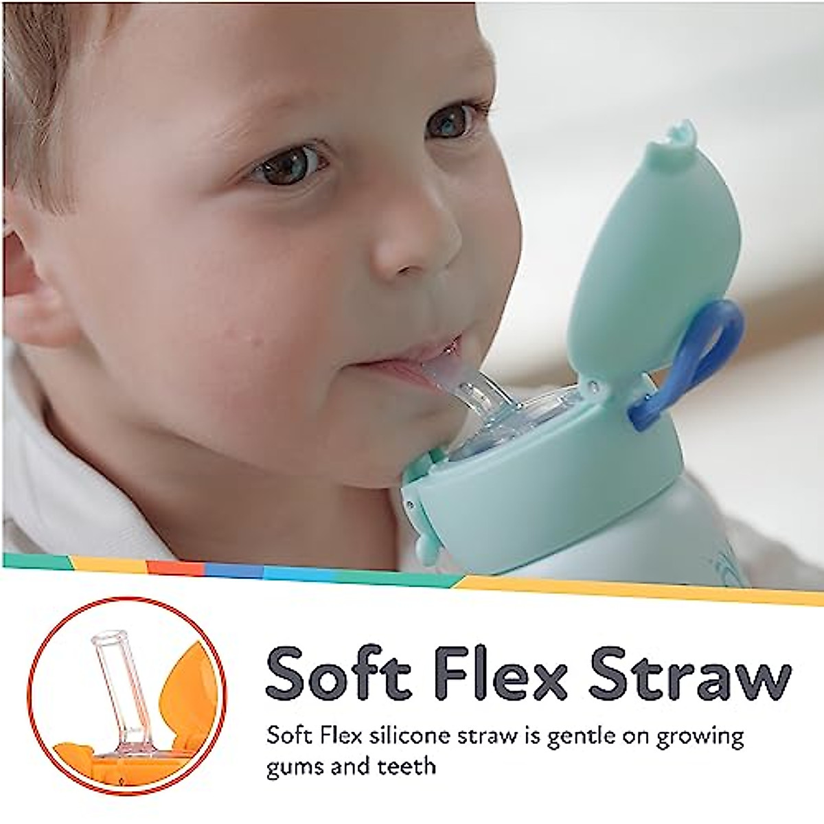 Nuby Thirsty Kids No Spill Flip-It Active Stainless Steel Travel Cup, 14 Oz, Ice Cream