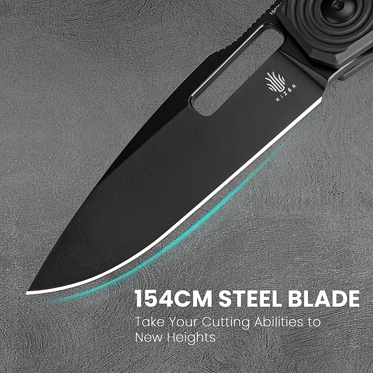 Kizer Dogfish Folding Knife, 3.14 In 154CM Steel Blade Pocket Knife, Aluminium Handle EDC Knife for Men Women Camping Hunting Hiking Outdoor Tool V3640C1