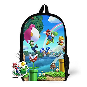 LTLCLZ Cartoon Backpack 17 in Book Bag for Unisex, Laptop Backpack Shoulders Casual Daypack with Keychain