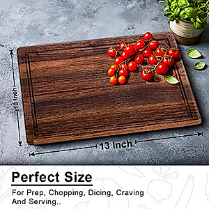 Kenzal Walnut Wood Cutting Boards for Kitchen, Heavy Duty chopping board with Juice Groove, Kitchen Chopping Board for Meat(Butcher Block), Cheese and Vegetables 13 x 10 Inches