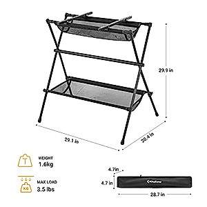 KingCamp Folding Luggage Rack with Storage Mesh Rack Shelf Collapsible Suitcase Stand Aluminum Luggage Rack for Guest Room, Bedroom, Hotel, Camping Cooking,Indoor & Outdoor