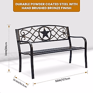 Sun-Ray 213046 Lone Star Metal Park Patio Bench, OneSize, Bronze