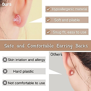 Earring Backings, Silicone Earring Backs with Pad, Rubber Earring Back Replacement, Soft Jewelry Findings (100)