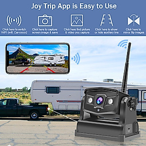 Magnetic Wireless Backup Camera, NILOGHAP Rechargeable Easy Hitching of Truck Trailer Hitch Fifth Wheels RV Camper Rear View Reverse Camera Super Night Vision HD 1080P for iPhone iPad Android