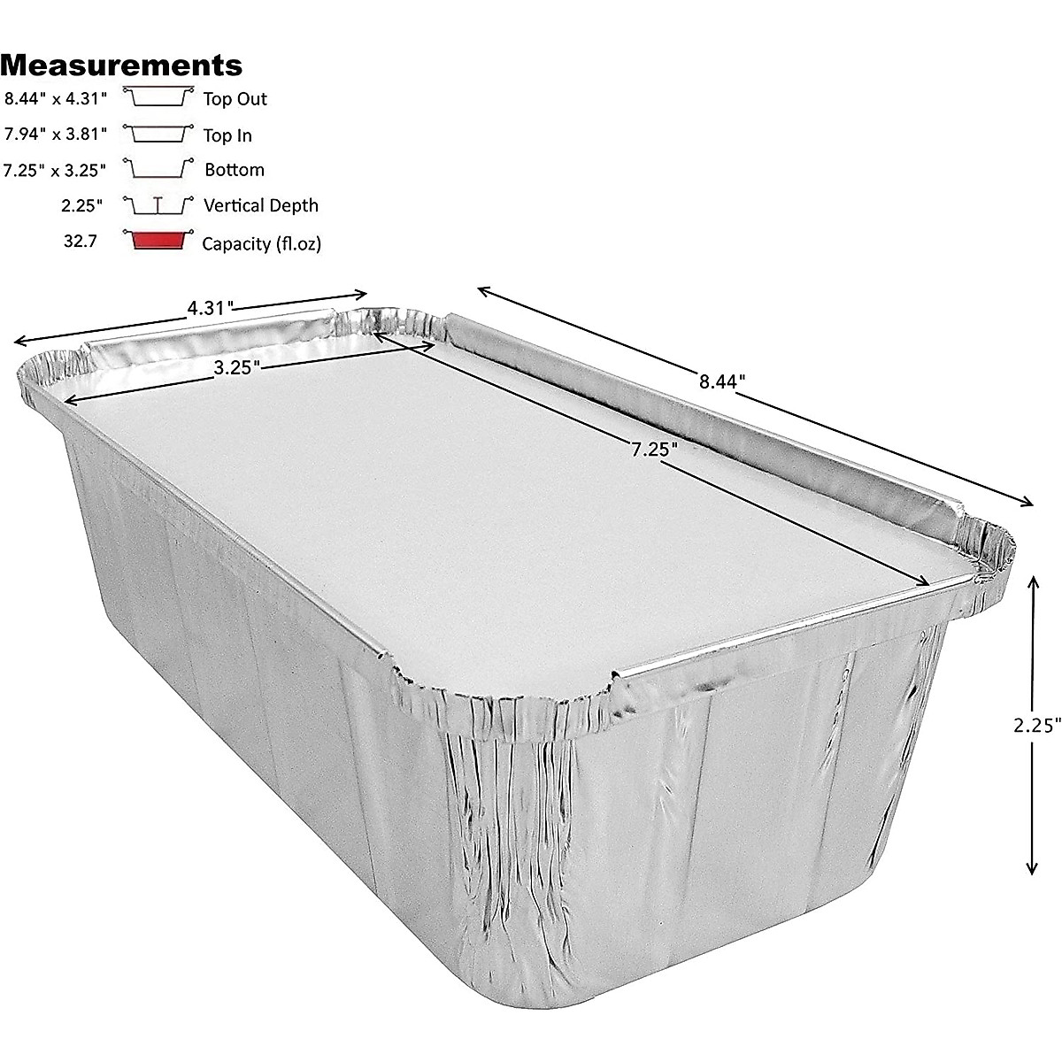 D&W Fine Pack A86 2 lb. Aluminum Foil Loaf/Bread Pan Tins w/Foil Board Lid (Pack of 25 Sets)